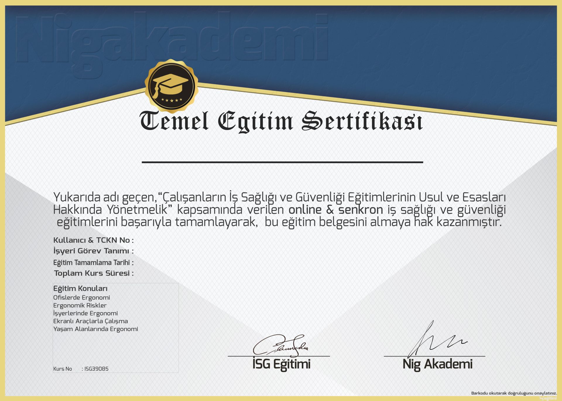 Ergonomik Risk Etmenleri Eğitimi | Online İş Güvenliği Eğitimleri